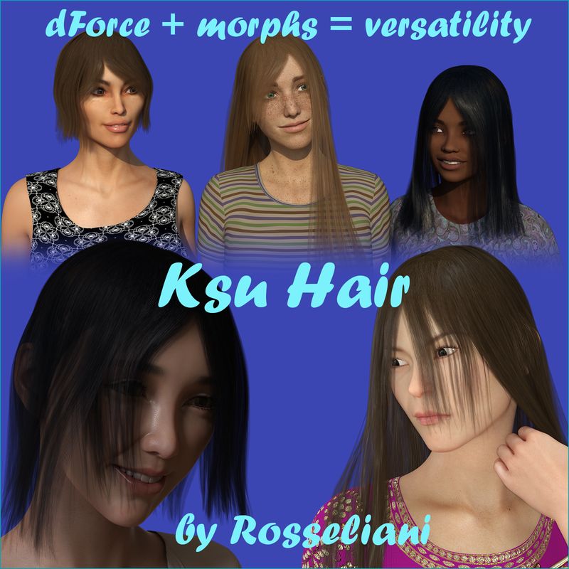 DForce Ksu Hair For G8F - Free Daz 3D Models